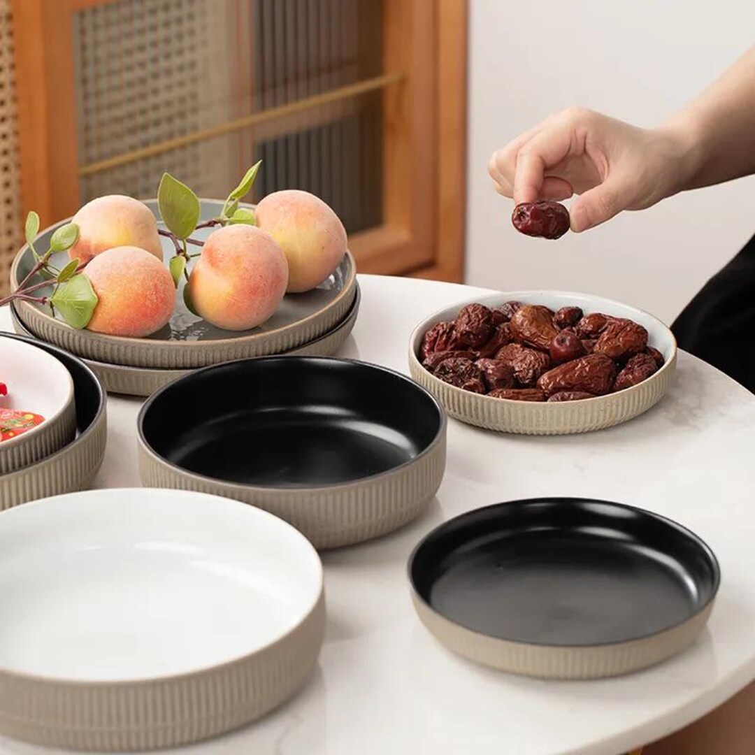 Handmade Vintage Japanese Ceramic Deep Dish in Black, White, or Pewter ...
