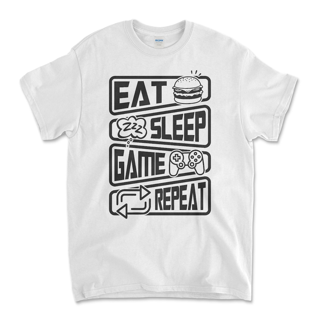 DTF Png Printed Shirt of Eat Sleep Game Repeat Burger Zzz Controller ...