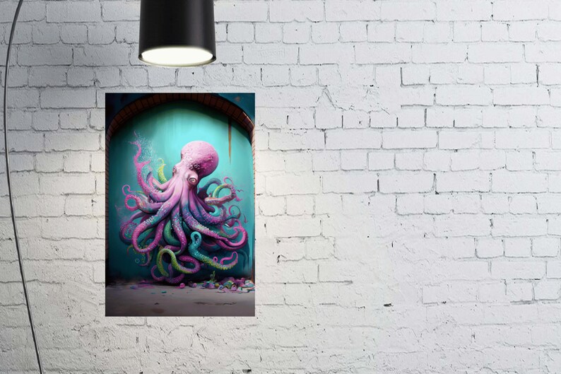 Octopus Graffiti Metal Wall Art Print - Etsy