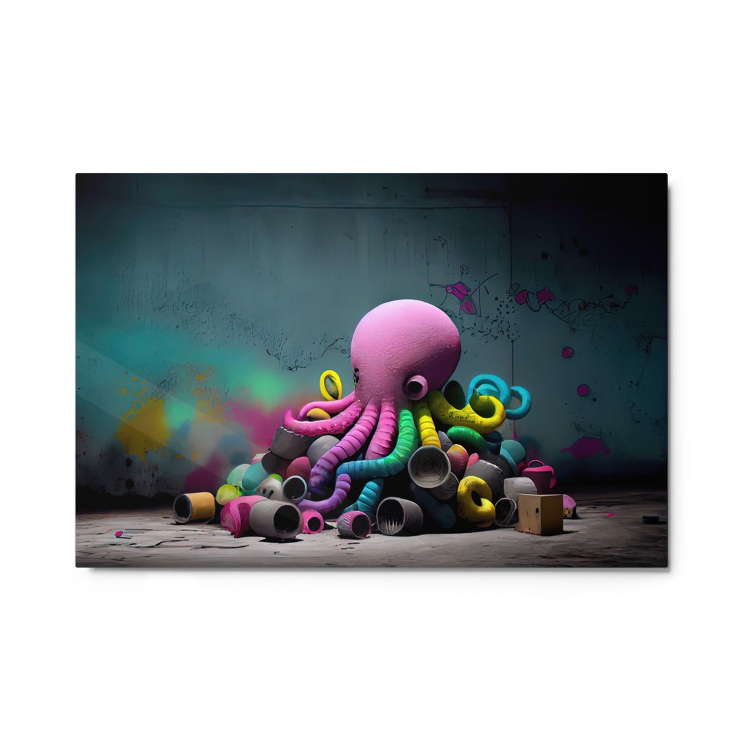 Octopus Playing With Shells Metal Wall Art Print - Etsy