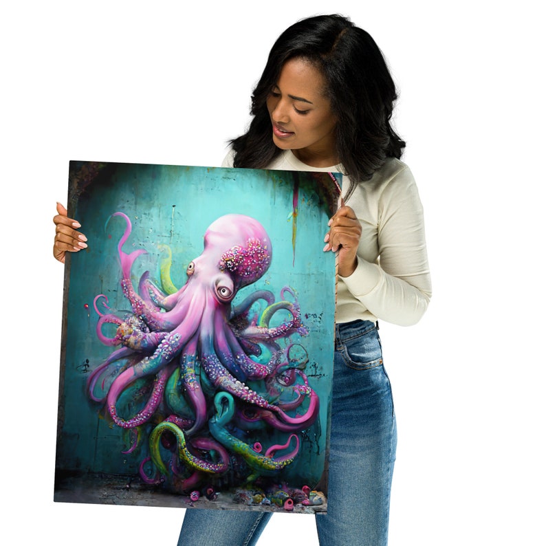 Octopus Graffiti Metal Wall Art Print - Etsy