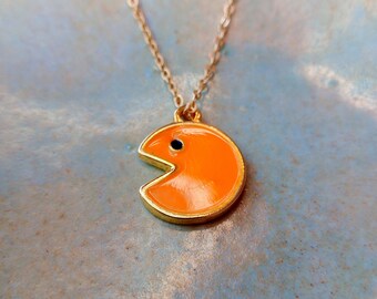 Pacman Gold Necklace - Etsy