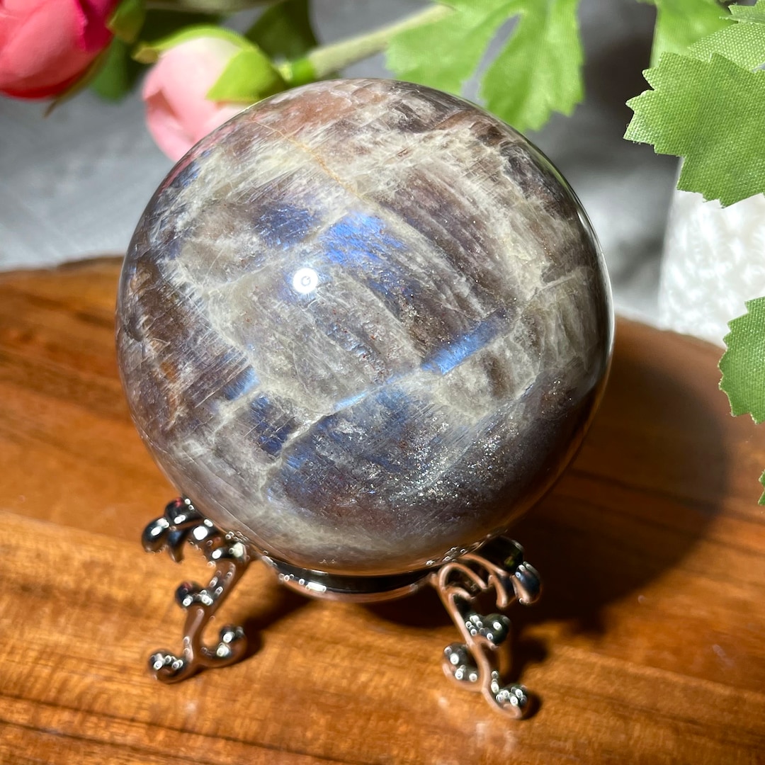 60.4mm 306g Rare High Quality Polished Blue Flash Sunstone Moonstone ...