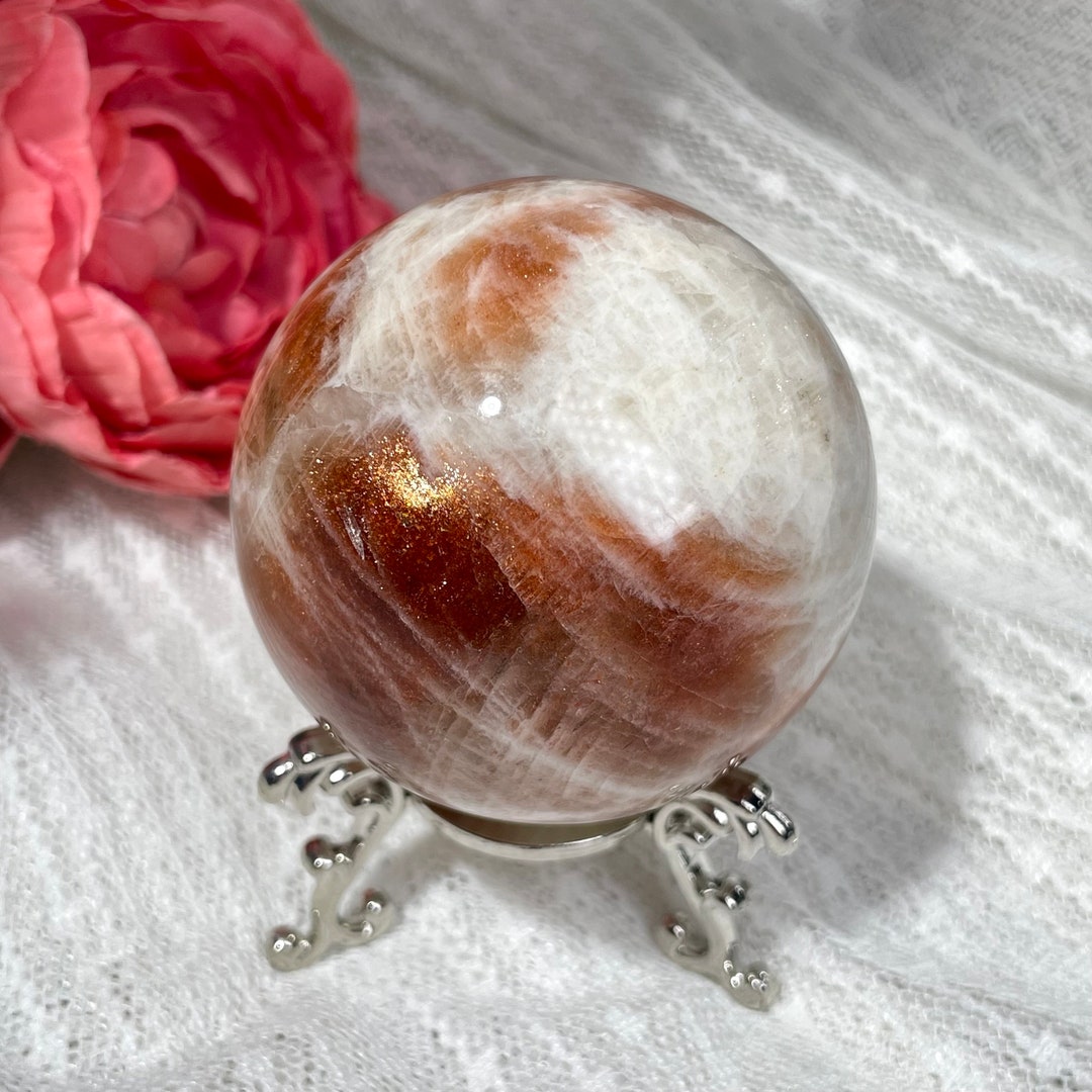 58.8mm 282g Rare Polished Golden Sunstone Sphere, Calming Crystal With ...