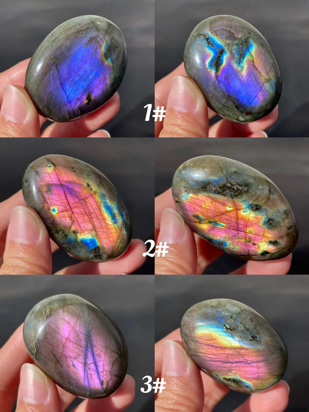 AAA Quality Natural Rare Purple, Pink Labradorite Palm Stone. Purple ...
