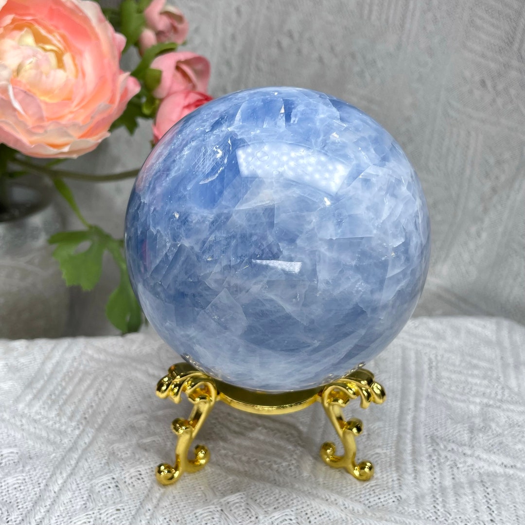 88mm 1006g High Quality Natural Blue Celestite Sphere, Small Area ...