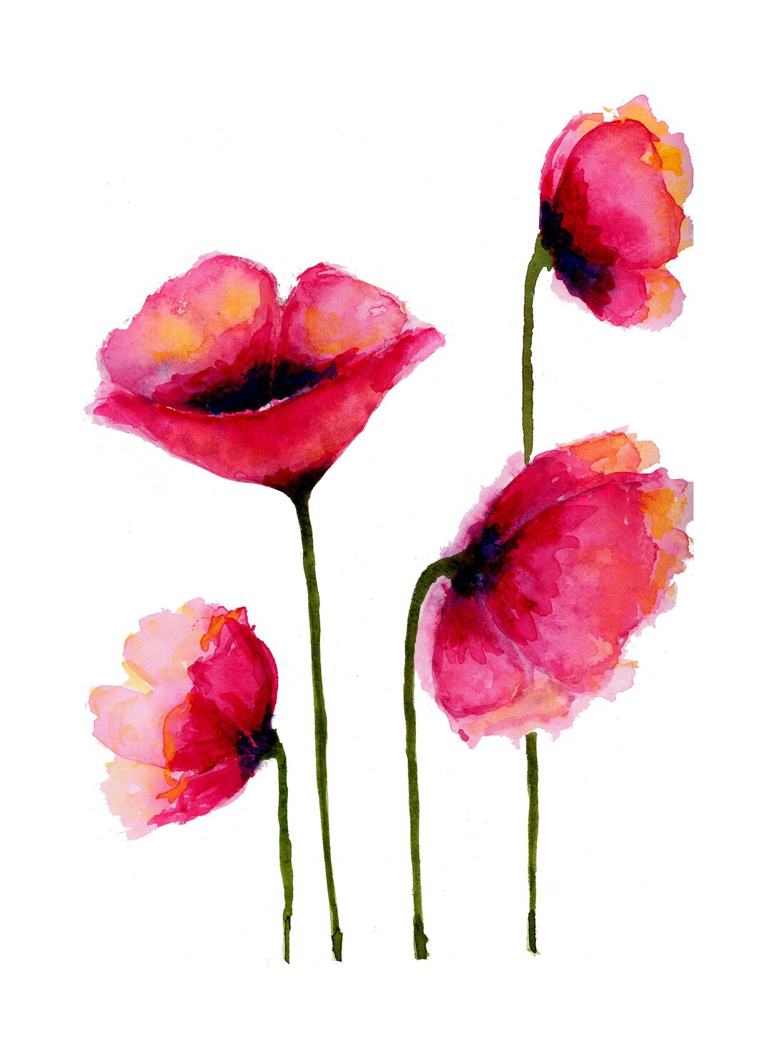 Bright Pink Abstract Poppy Flowers (prints) - Etsy
