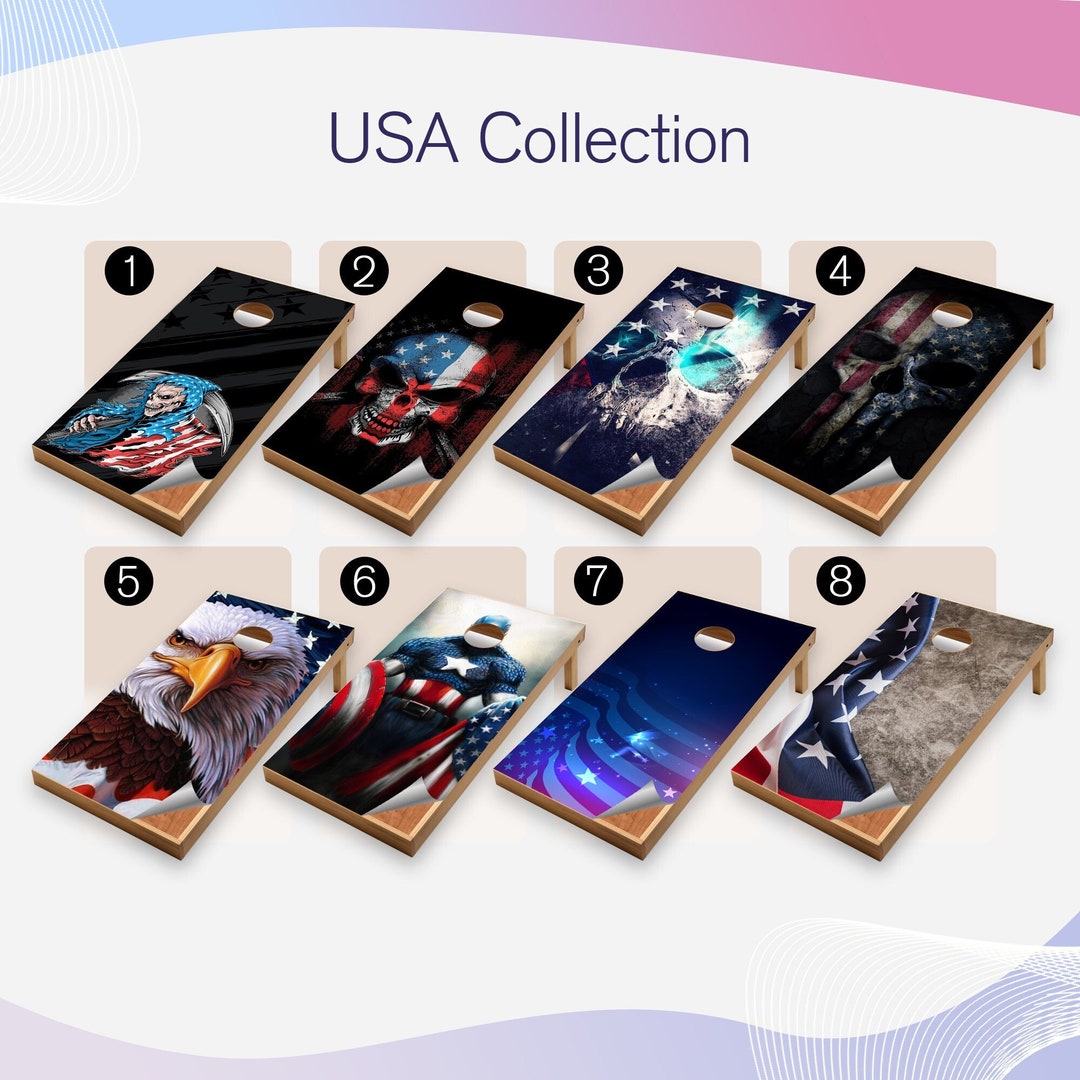 Cornhole Board Vinyl Wrap USA Collection Decals Wood Grain - Etsy