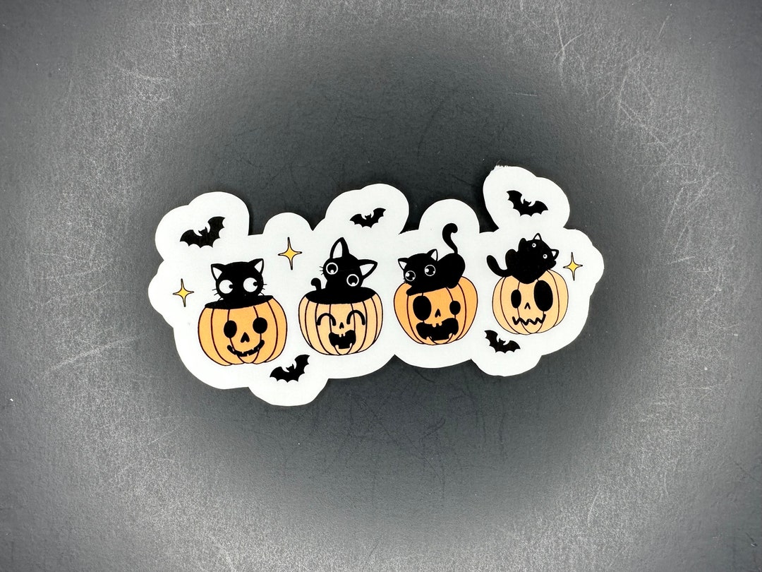 Halloween Black Cats Sticker, Cute Cat Sticker, Gifts for Her, Gifts ...