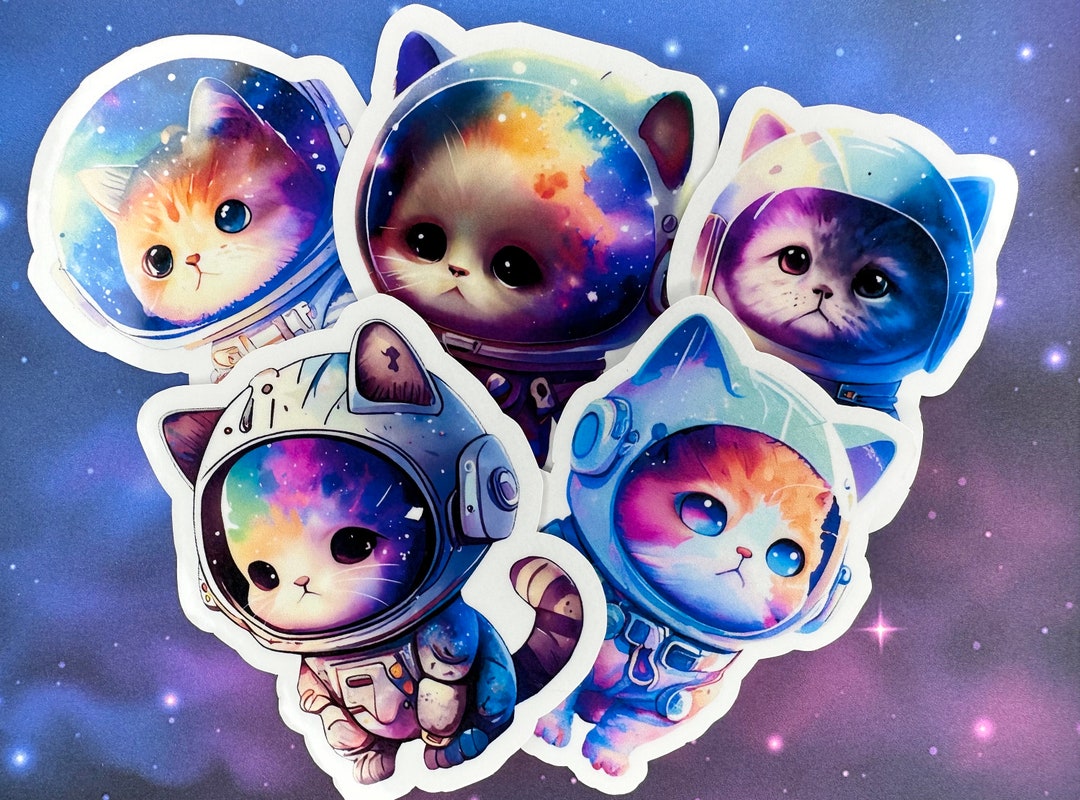 Astro Cat Sticker Pack! Pack of 5 Stickers | Astronaut Cats | Cat ...