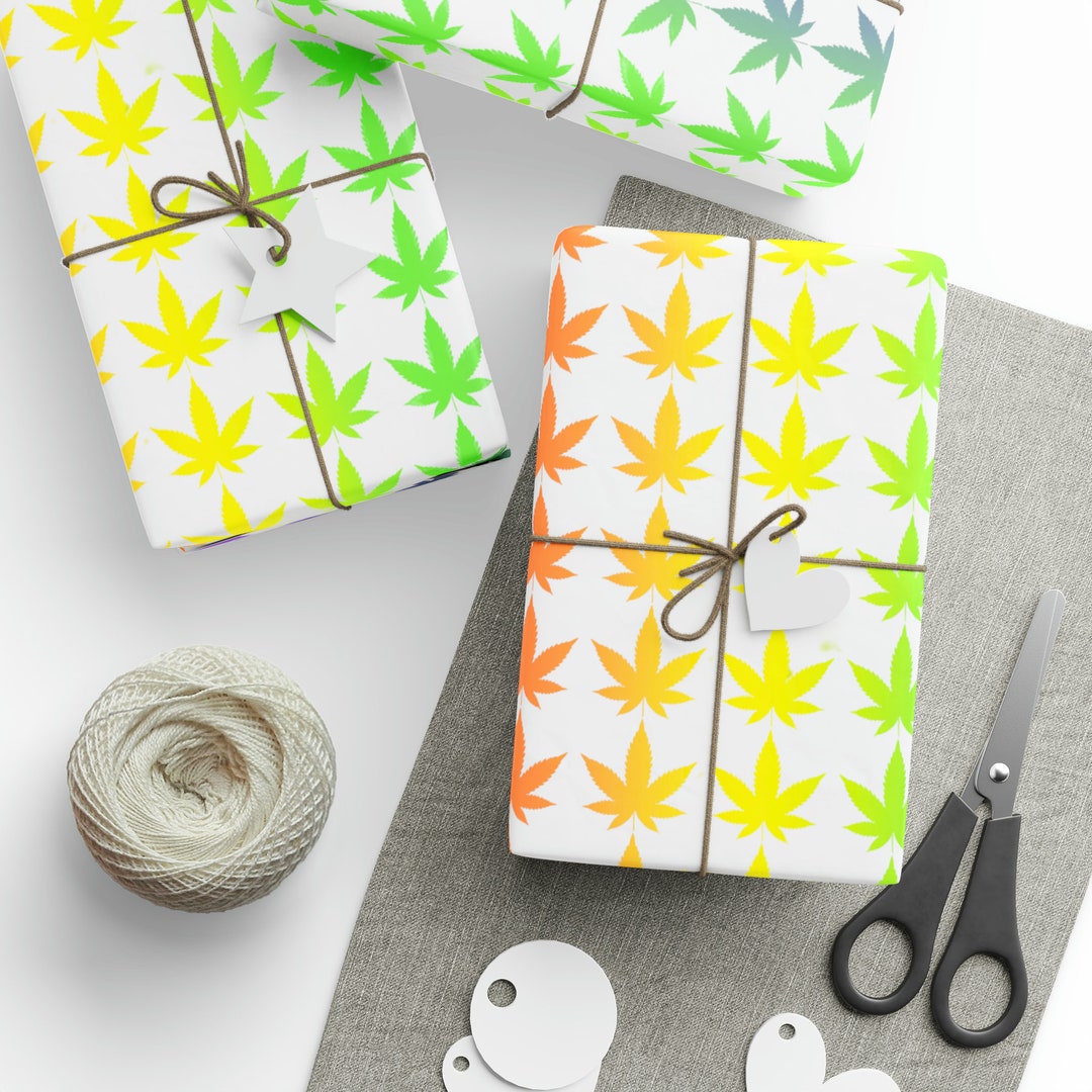 Rainbow Cannabis Wrapping Paper: Funny Weed Leaf Gift Wrap for - Etsy