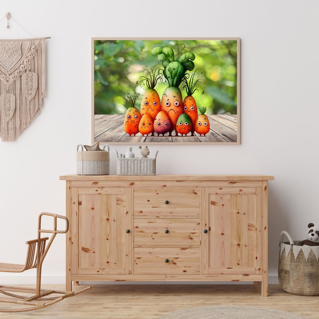 Grumpy Carrots, Poster, Wall Art, Wall Art Print, Kitchen Decor ...