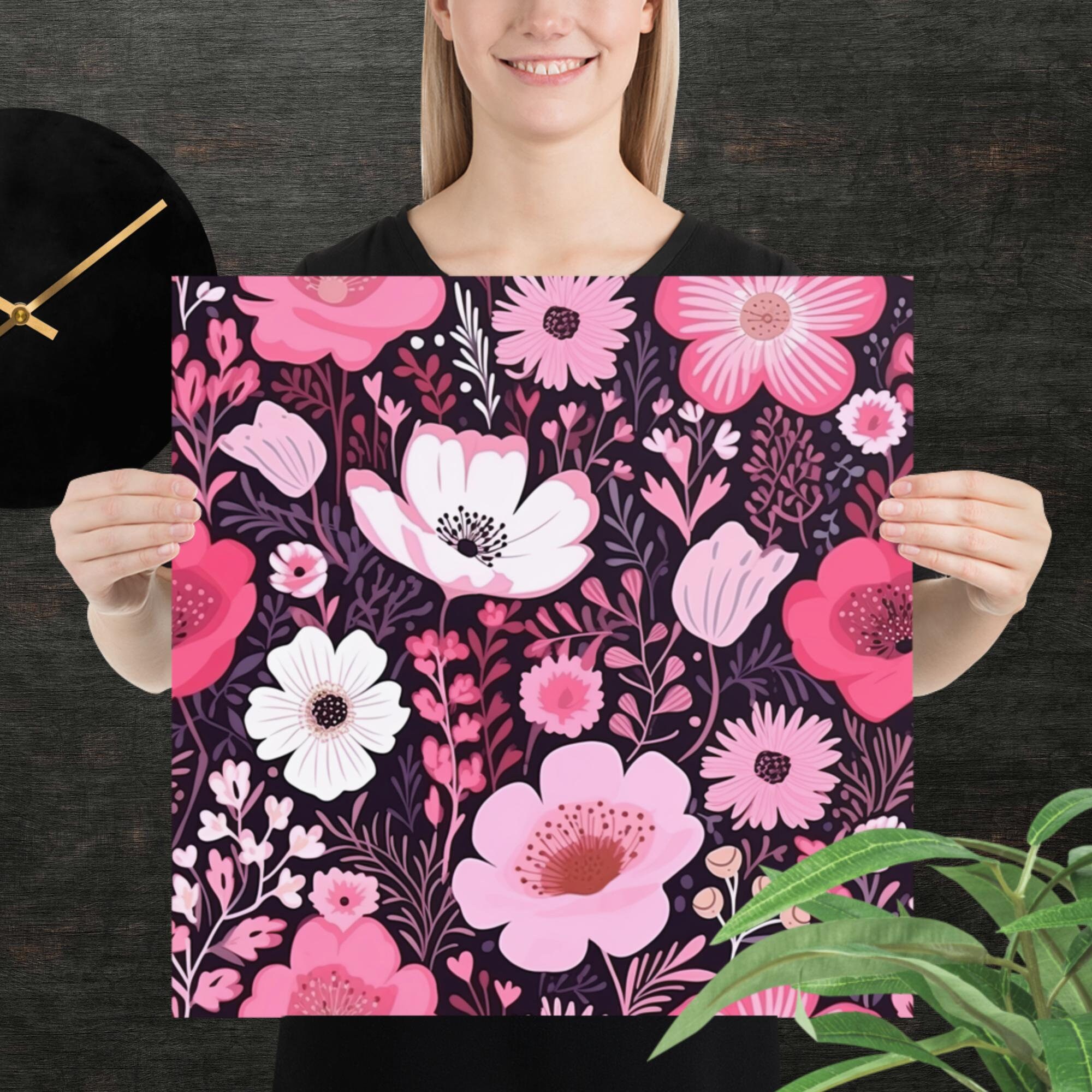 Wildflower Floral Cottagecore Wall Art, Botanical Poster Print, Pressed ...