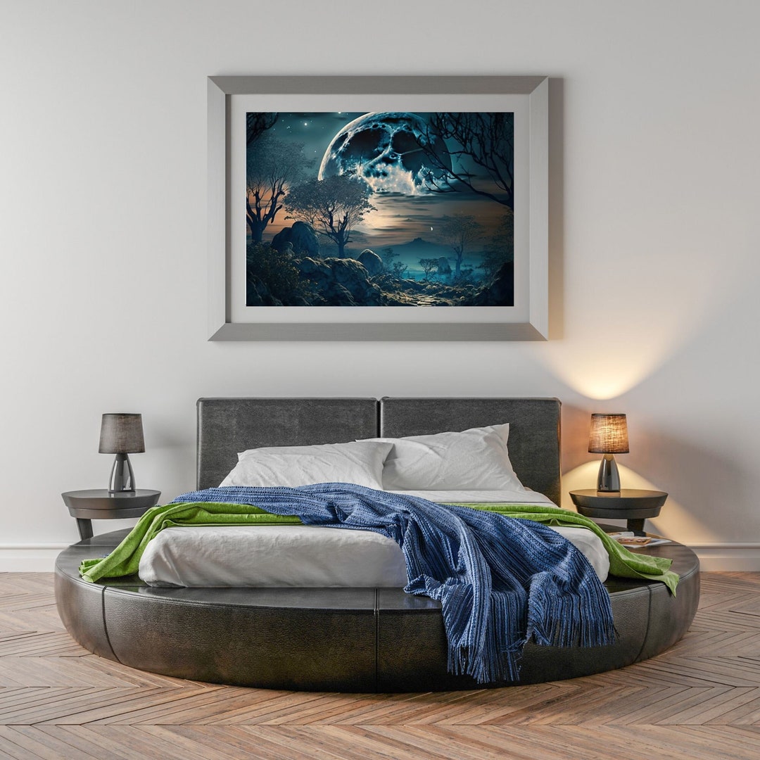 Full Moon Wall Art, Moon Paper Print, Moon Art in Print, Moon Poster ...