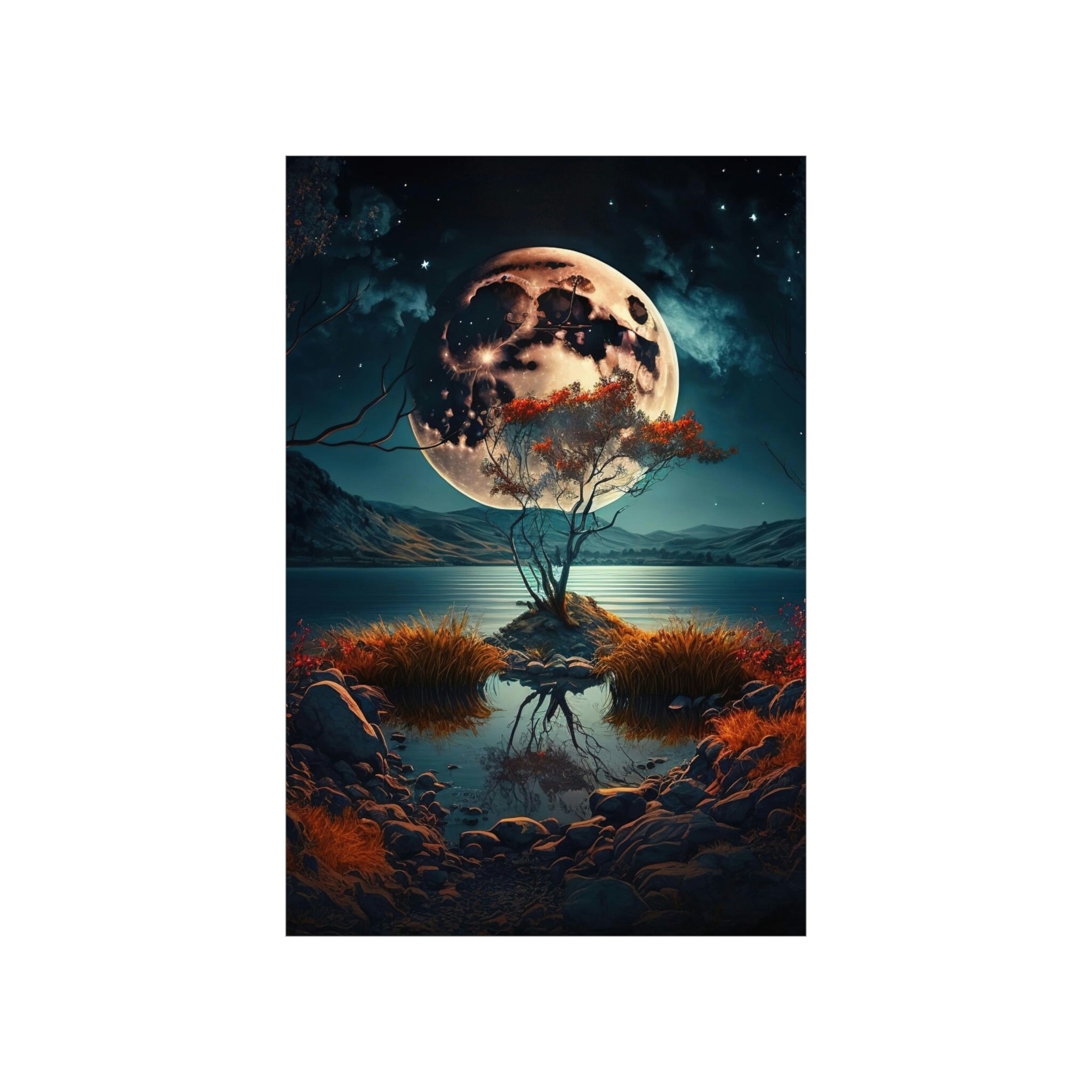 Full Moon Wall Art, Moon Paper Print, Moon Art in Print, Moon Poster ...