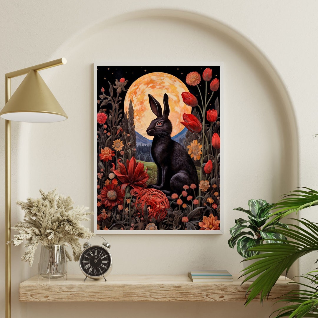 Rabbit Wall Art, Black Rabbit, Goth Wall Art, Gothic Aesthetic, Poster ...