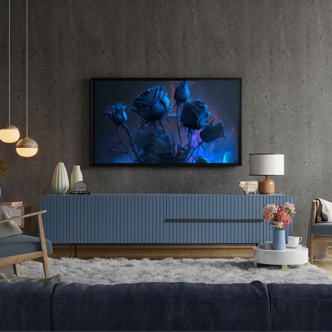 Gothic Roses Wall Art, Blue Flower, Wall Art, Poster Print, Flower ...