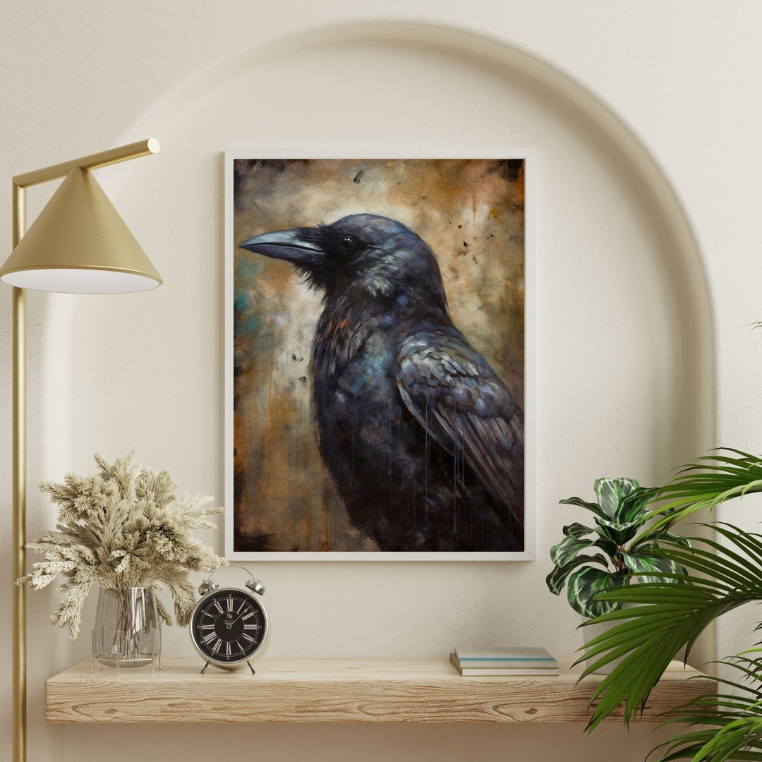 Gothic Raven Wall Art, Black Raven, Gothic Decor, Goth Gift, Bird Lover ...