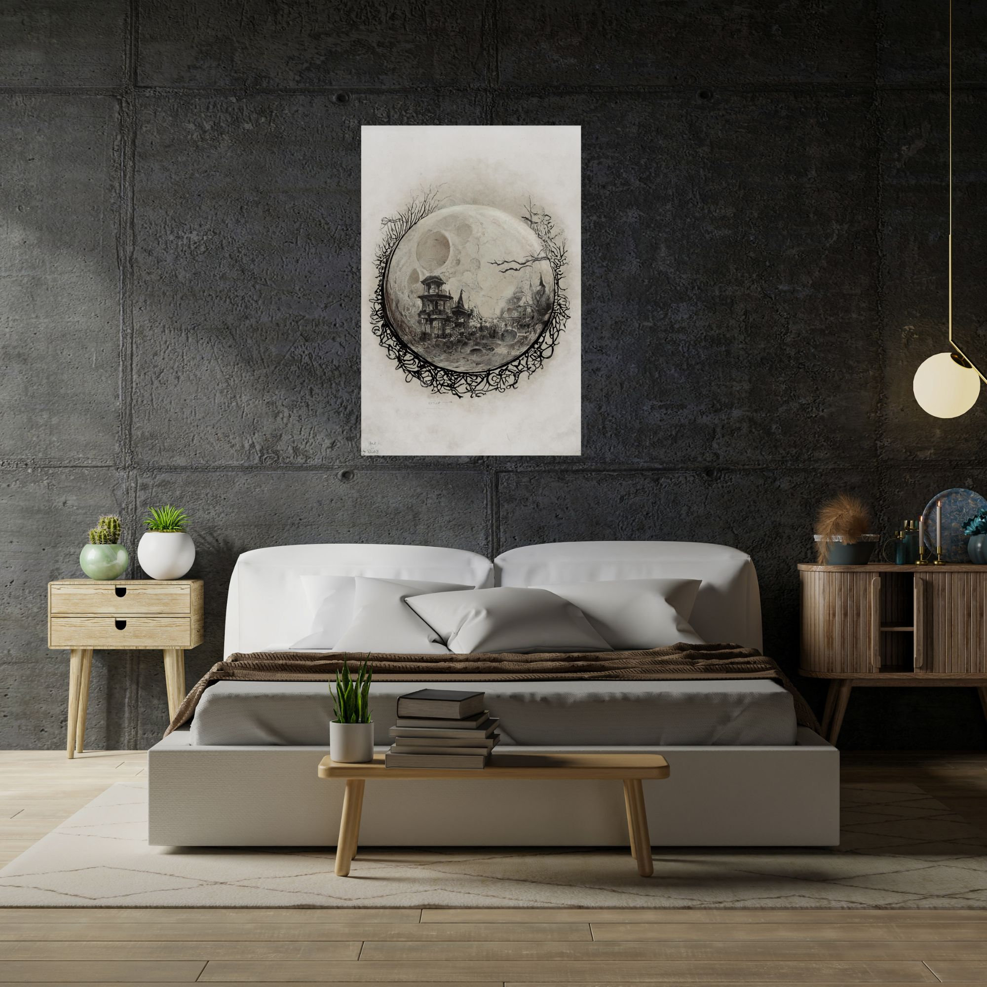 Full Moon Poster Art, Lunar Moon Print, Moon Victorian Poster, Wall Art ...