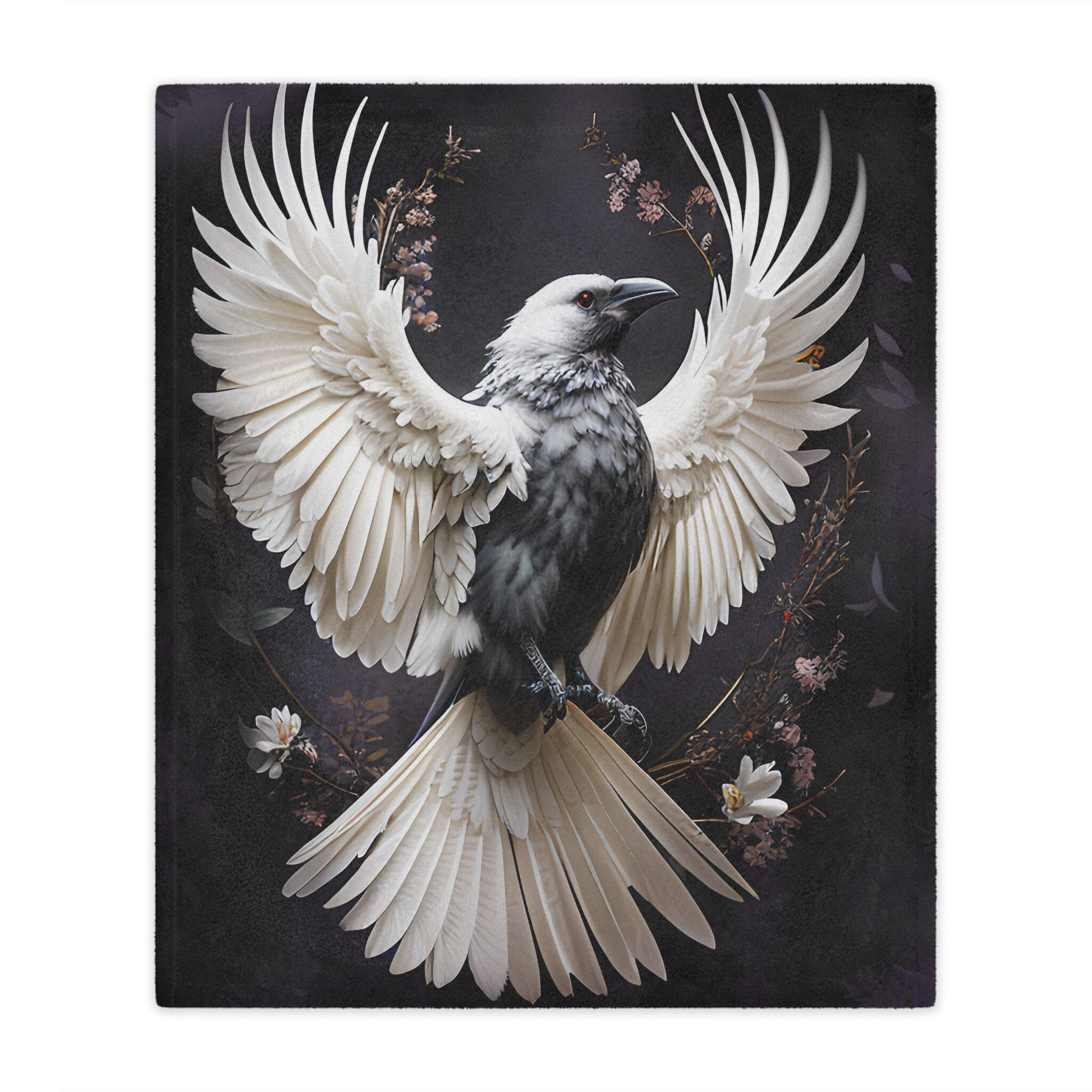White Raven Blanket, Raven Decor, Crow, Gothic Blanket, Couch Throw ...