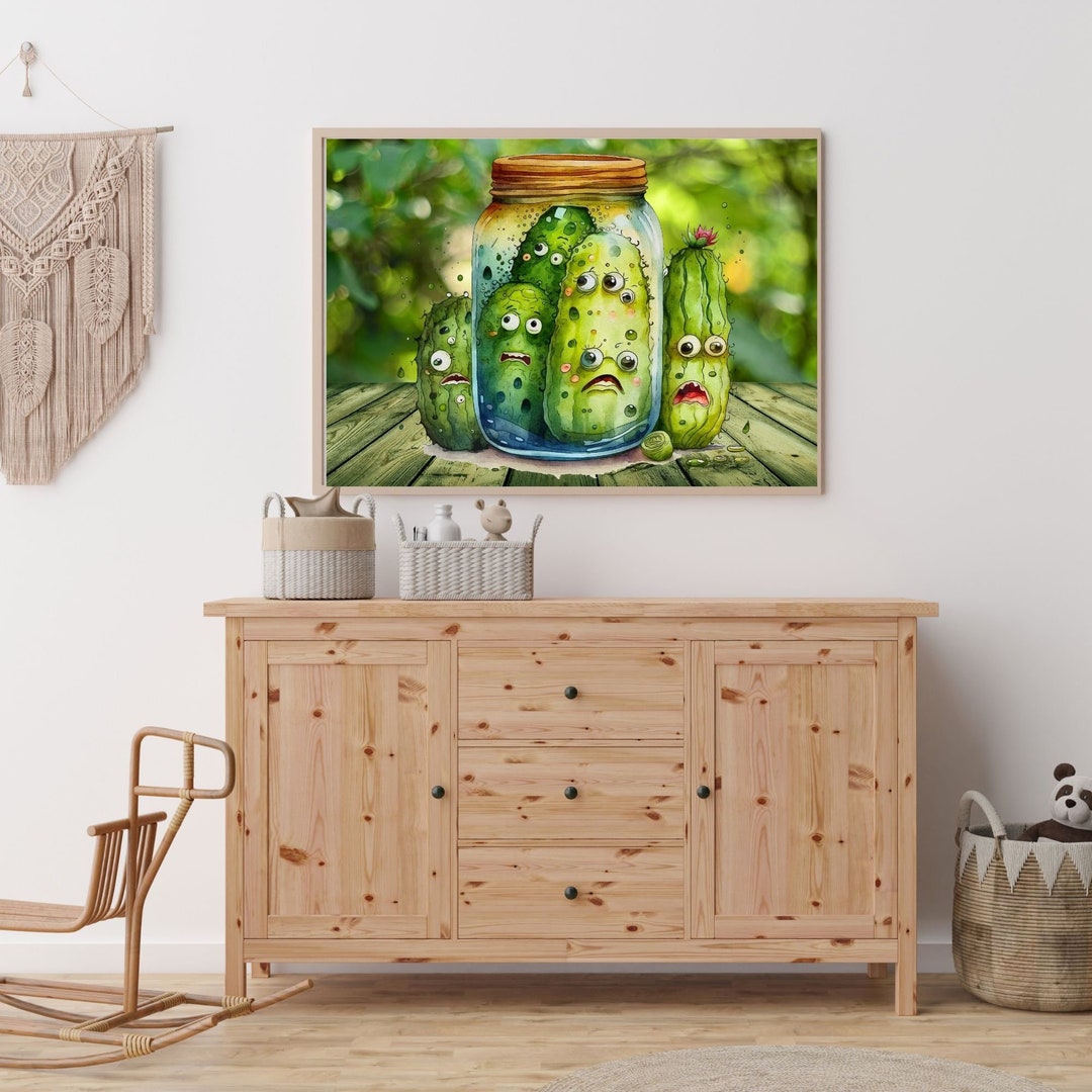 Grumpy Pickle, Poster, Wall Art, Kitchen Decor, Vegetables, Artwork ...