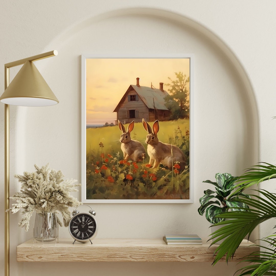 Rabbit Wall Art, Cottagecore Wall Art, Farmhouse, Aesthetic, Cottage ...