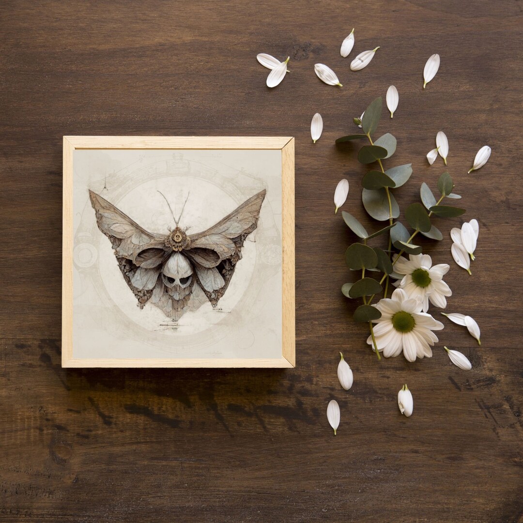 Steampunk Moth Wall Art, Dark Art, Moth Art Print, Witchy, Celestial ...