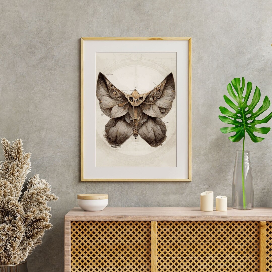 Steampunk Moth Wall Art, Dark Art, Moth Art Print, Witchy, Celestial ...