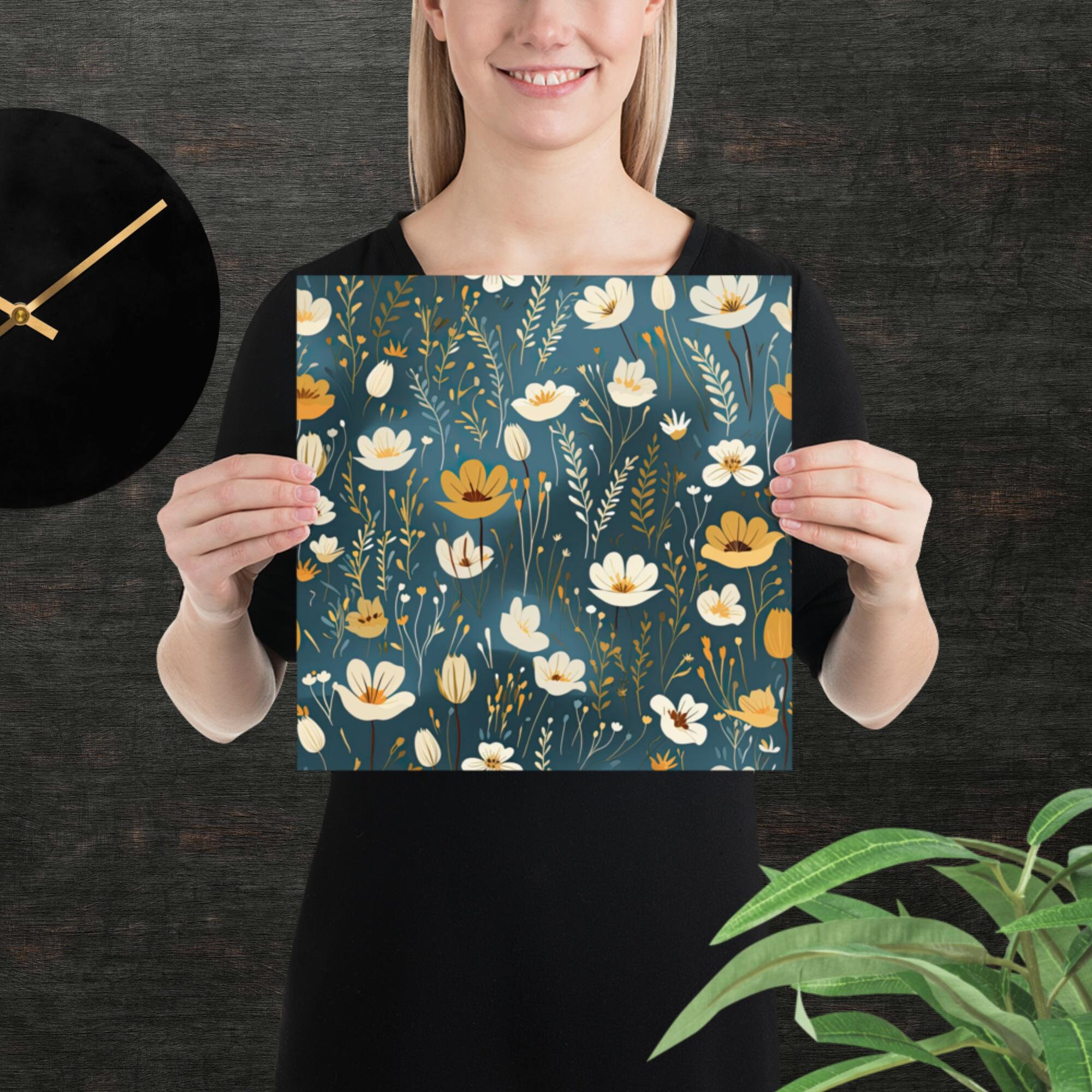 Wildflower Floral Cottagecore Wall Art, Botanical Poster Print, Pressed ...