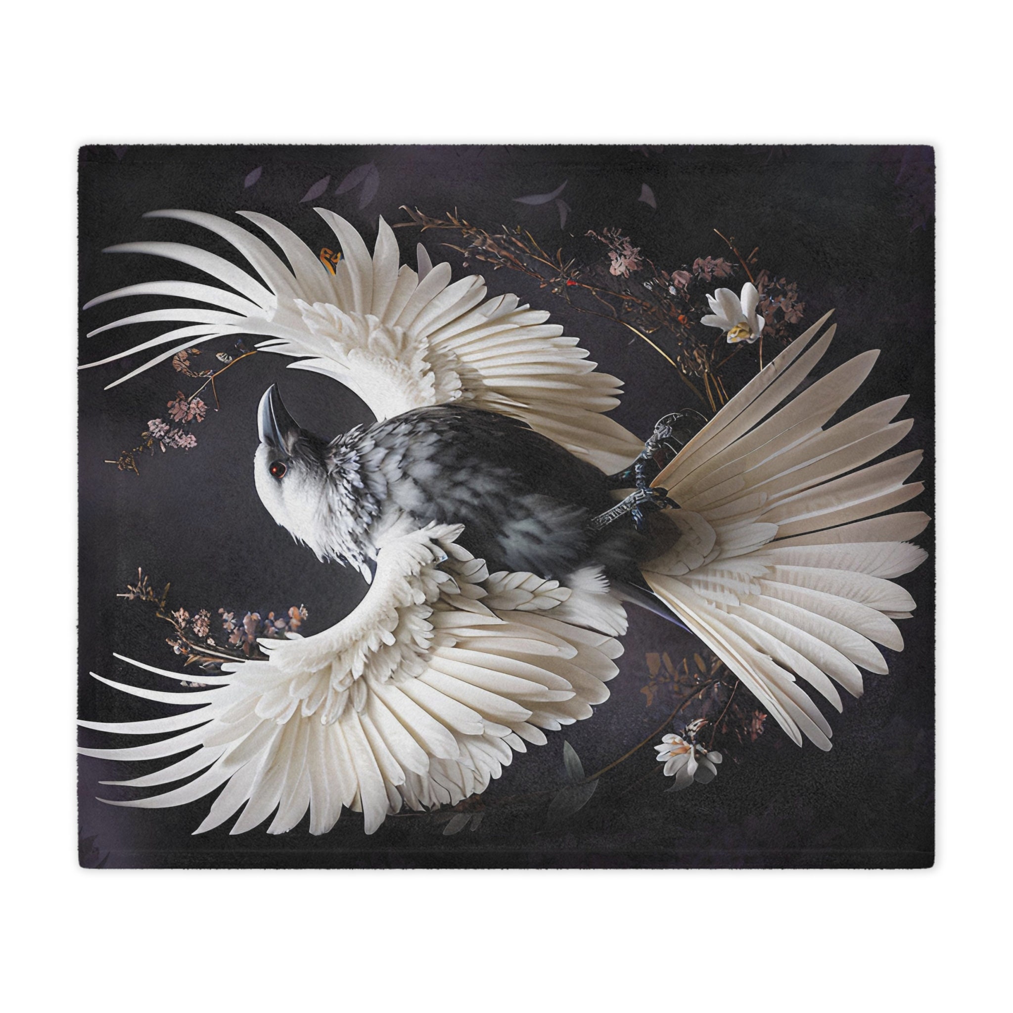 White Raven Blanket, Raven Decor, Crow, Gothic Blanket, Couch Throw ...