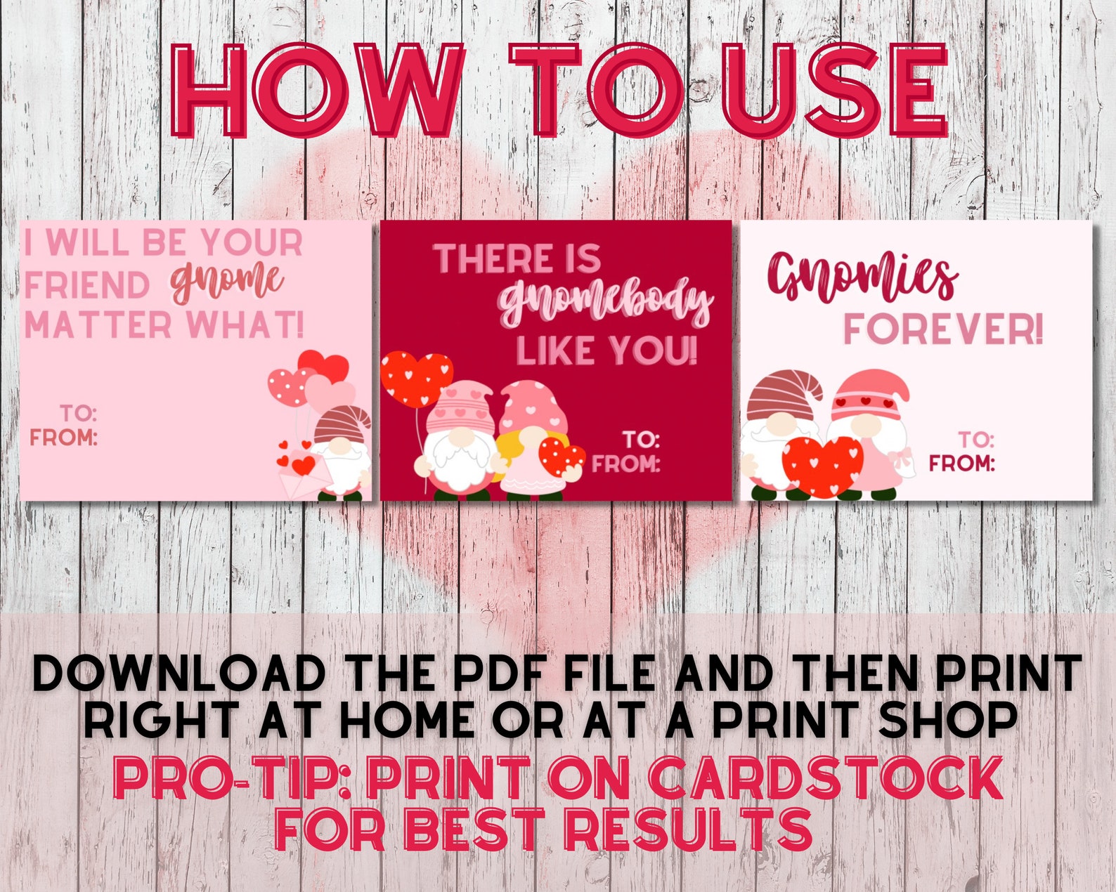 Gnome Valentine Cards DIY Valentines Day Cards for Kids Gnome V-day ...