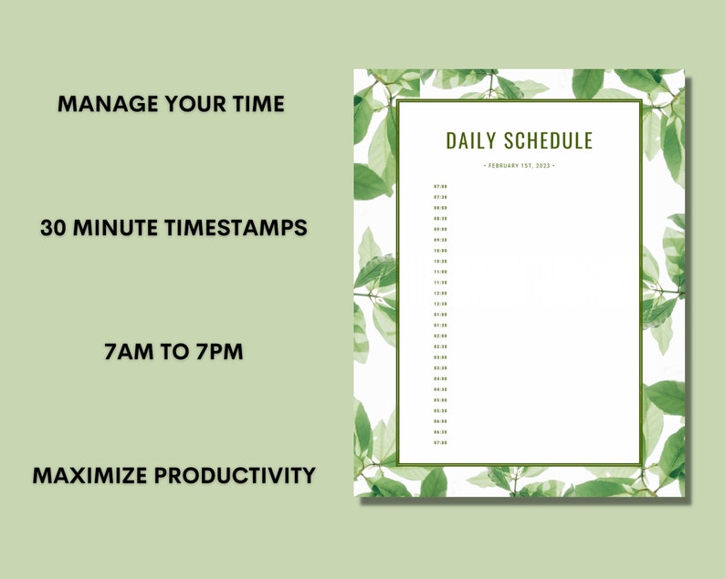 Daily Schedule Template Printable Routine Planner Digital - Etsy