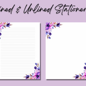 Printable Purple Floral Letter Writing Paper Printable Violet Flower ...
