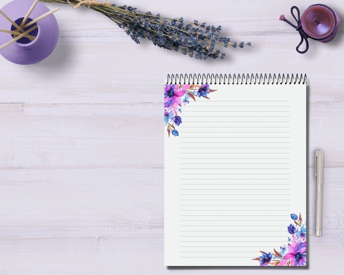 Printable Purple Floral Letter Writing Paper Printable Violet Flower ...