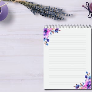 Printable Purple Floral Letter Writing Paper Printable Violet Flower ...