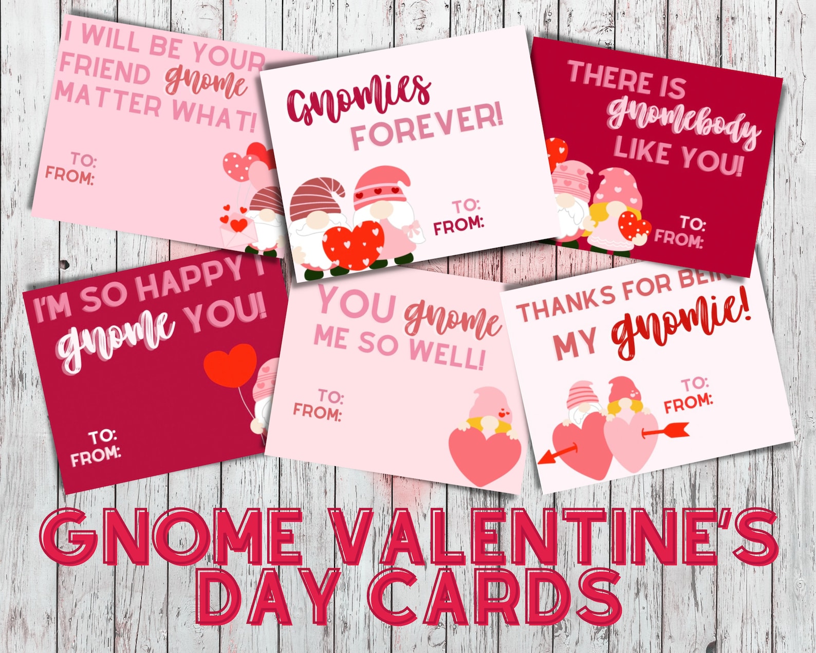 Gnome Valentine Cards DIY Valentines Day Cards for Kids Gnome V-day ...