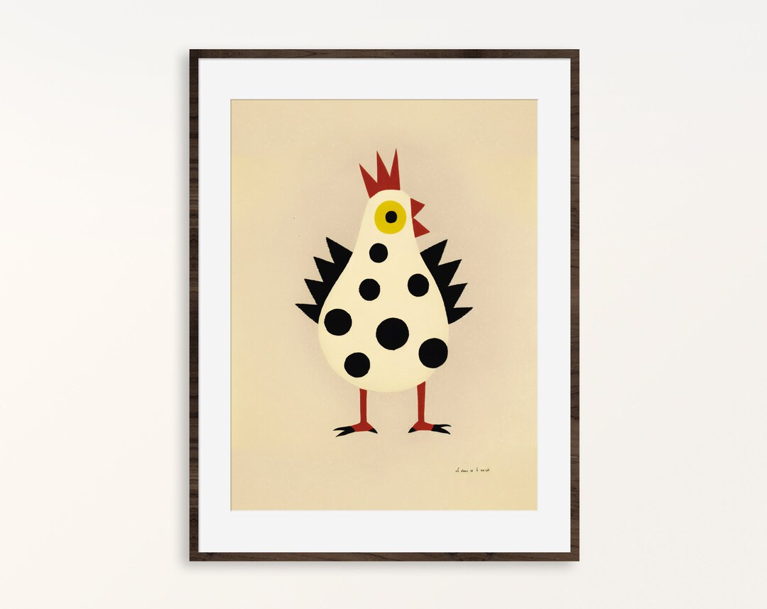 Funny Chicken Print, Minimal Wall Art Printable, Graphic Design Print ...