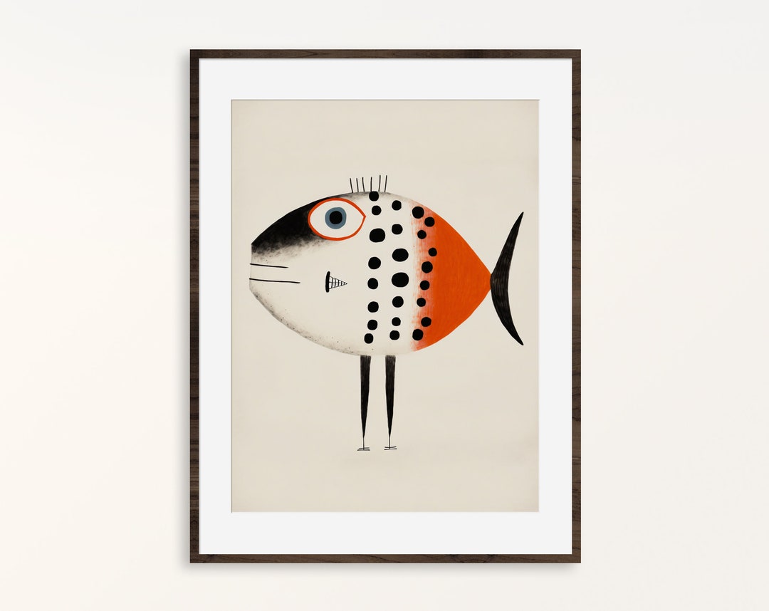 Fish Nursery Print, Fish Posters, Graphic Poster, Fish Printable, Naive ...