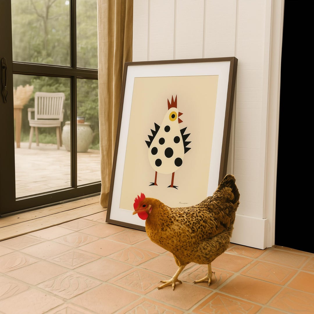 Funny Chicken Print, Minimal Wall Art Printable, Graphic Design Print ...