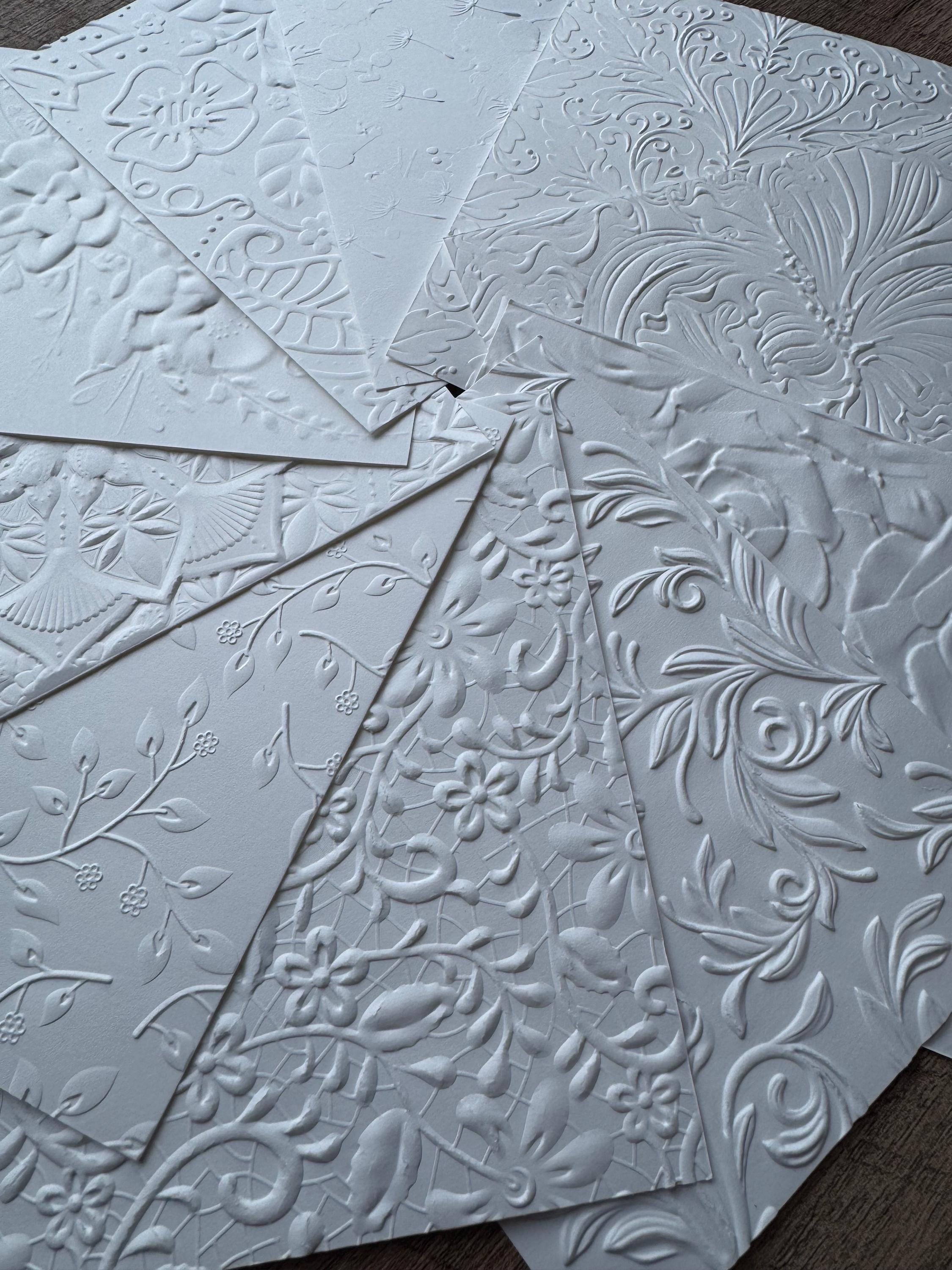 Embossed Floral Cardstock: A2 Wedding Invitation DIY Paper - 10 Designs ...