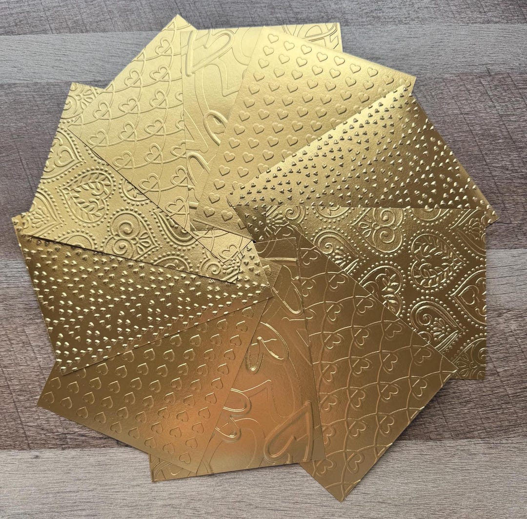 Embossed Heart Gold Foil Card Fronts: A2 DIY Craft Supplies - Etsy