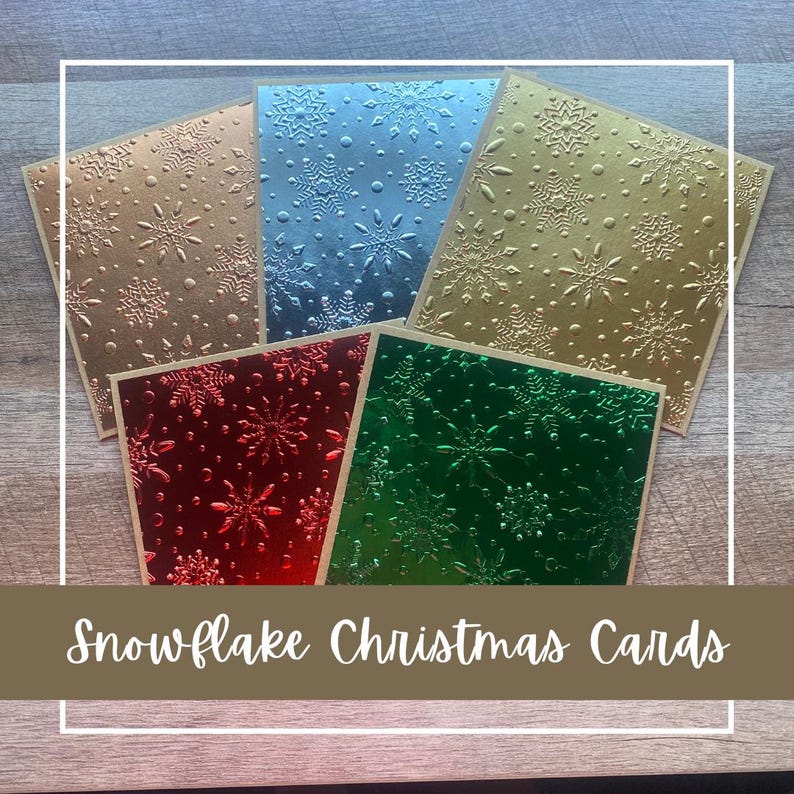 Set of 5 Snowflake Christmas Cards Blank Holiday Cards With Matching ...