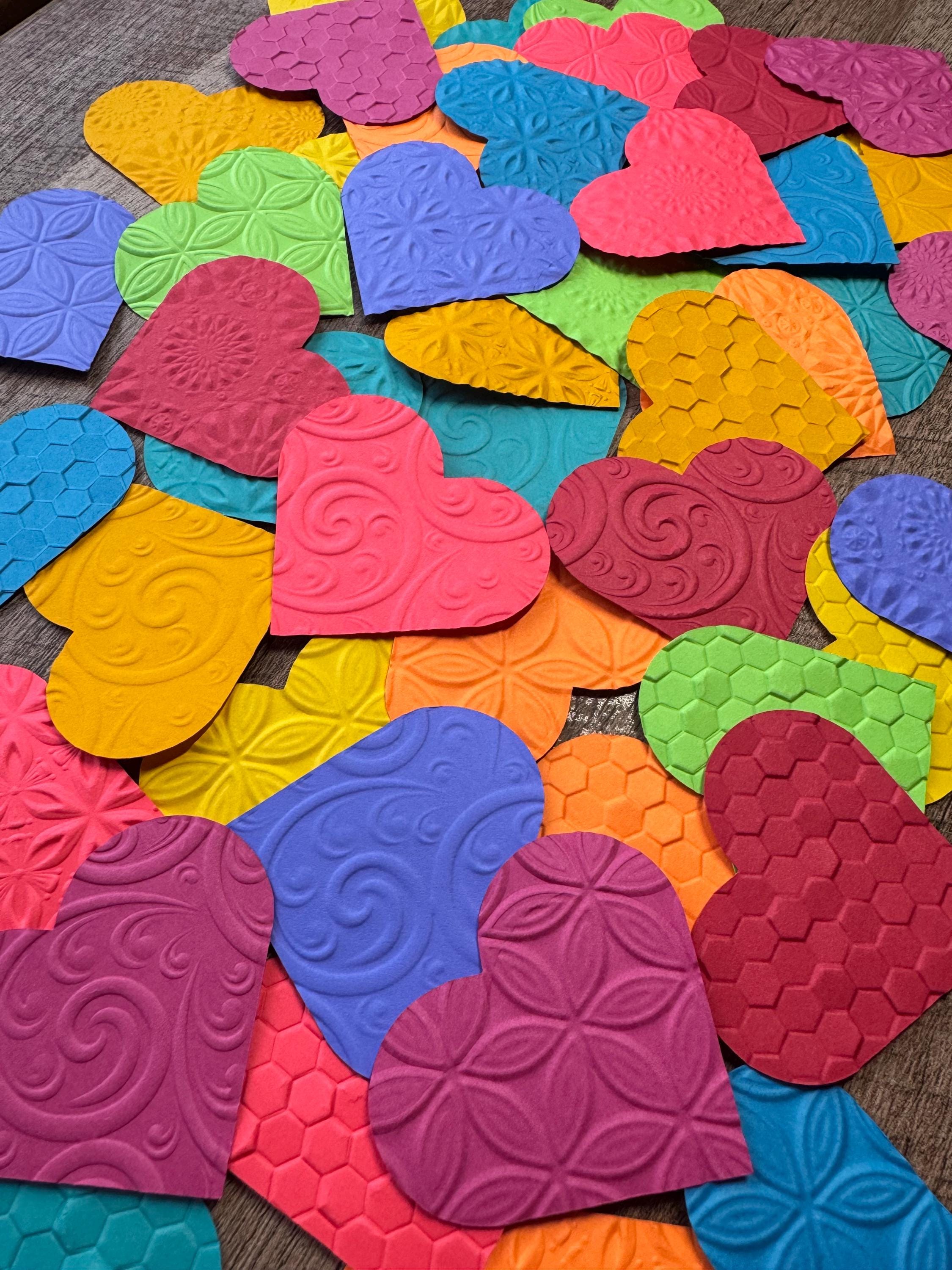 50 Embossed Rainbow Hearts: 2.5" Die Cut Cardstock Embellishments - Etsy
