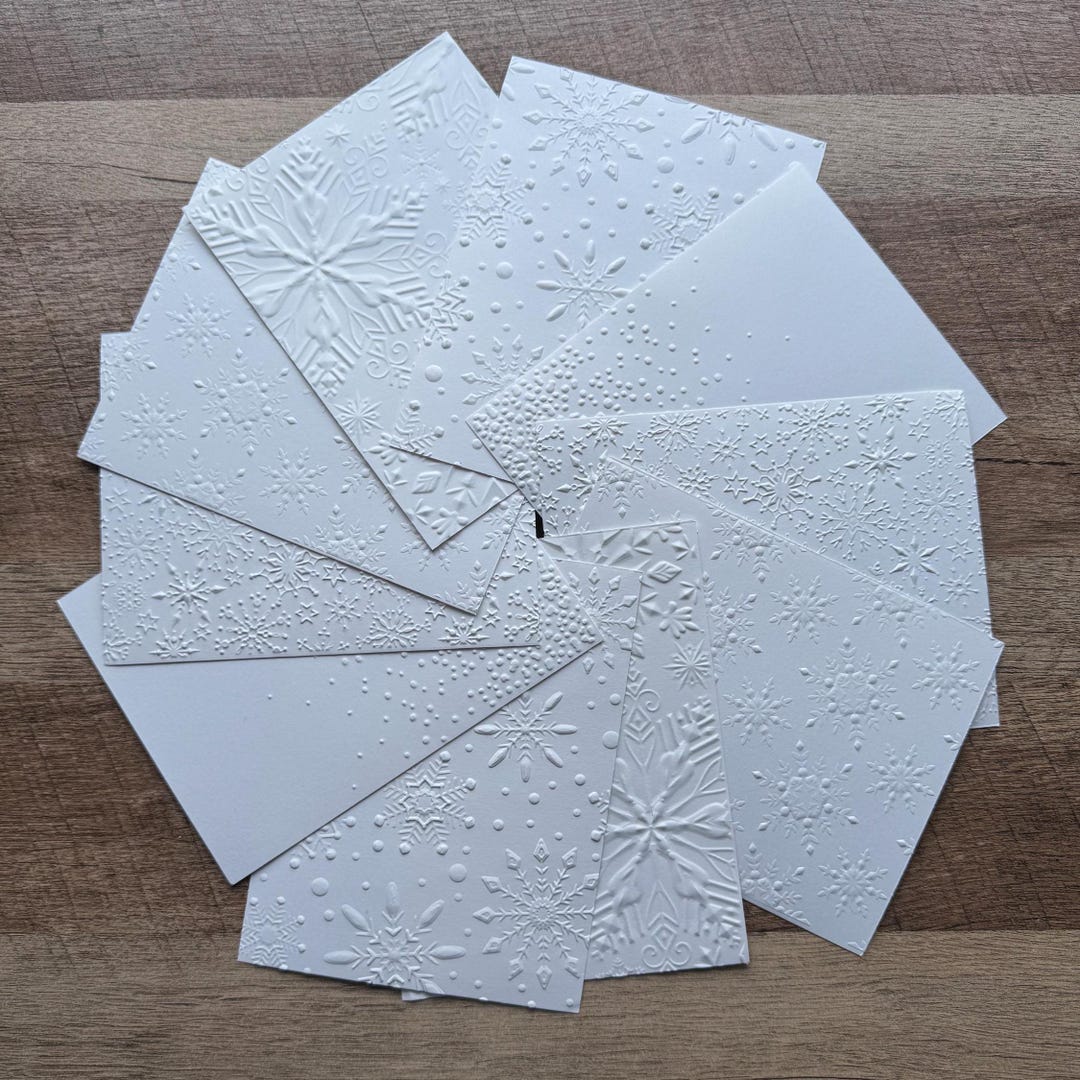 10 Sheets Snowflake Embossed Cardstock– A2 White Paper for Card Making ...
