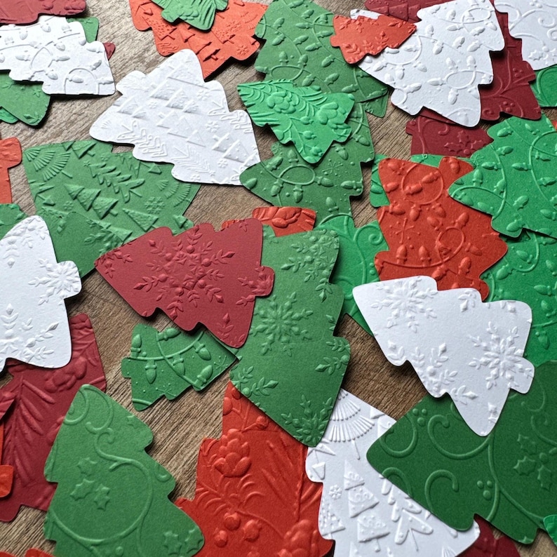 Embossed Christmas Tree Die Cuts: Holiday Scrapbooking Embellishments ...