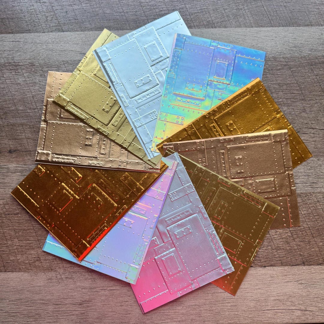 Industrial Rivet Embossed Metallic Cardstock – 10 A2 Sheets | Foil ...