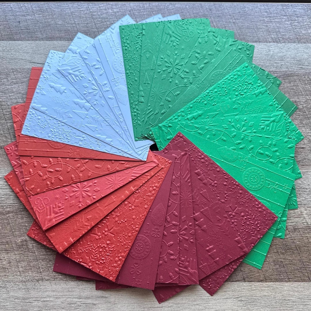 Embossed Christmas Cardstock: A2 Holiday Paper Sheets for Scrapbooking ...
