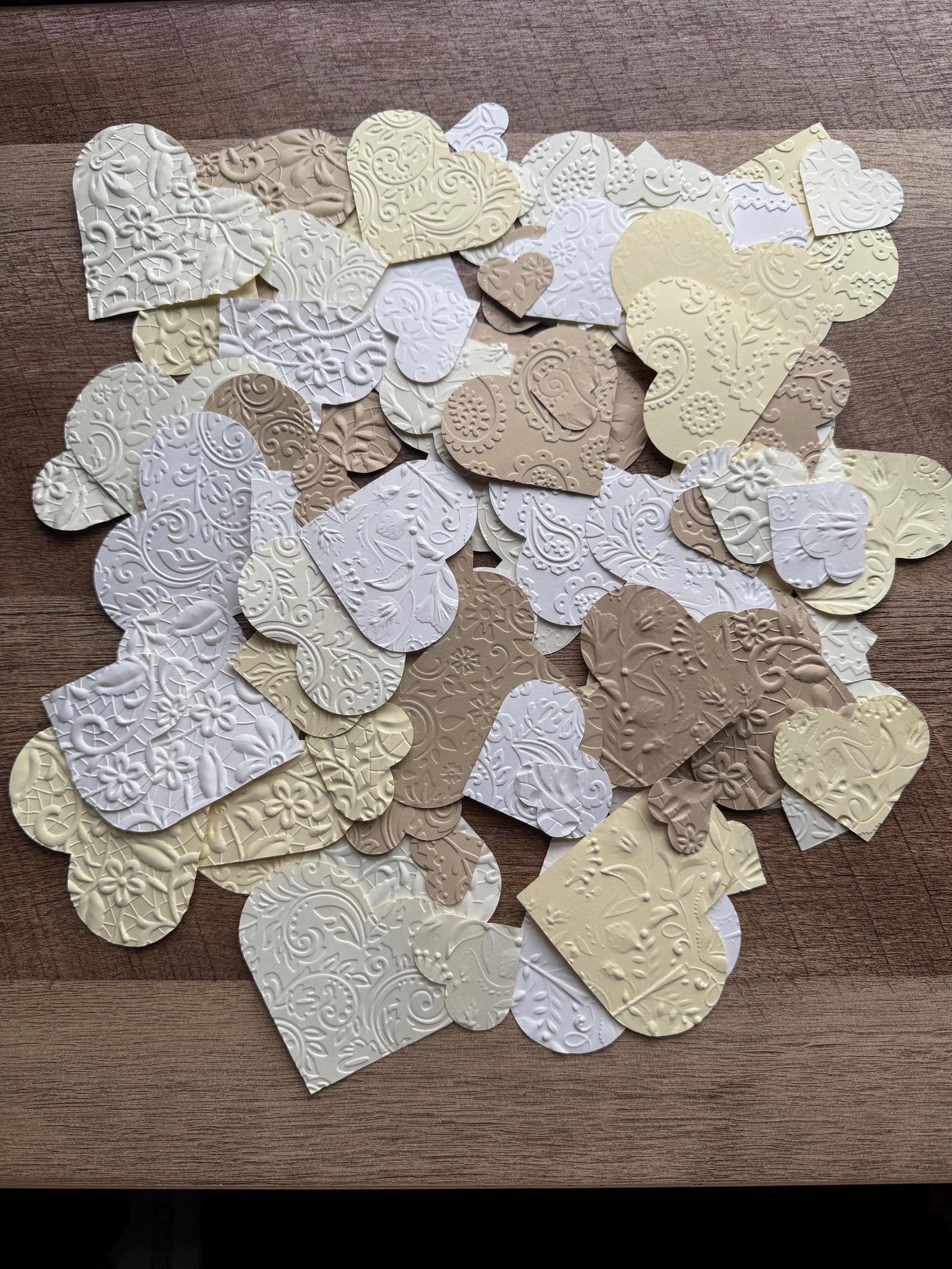 100 Elegant Embossed Die-cut Hearts - Romantic Patterns for Weddings ...