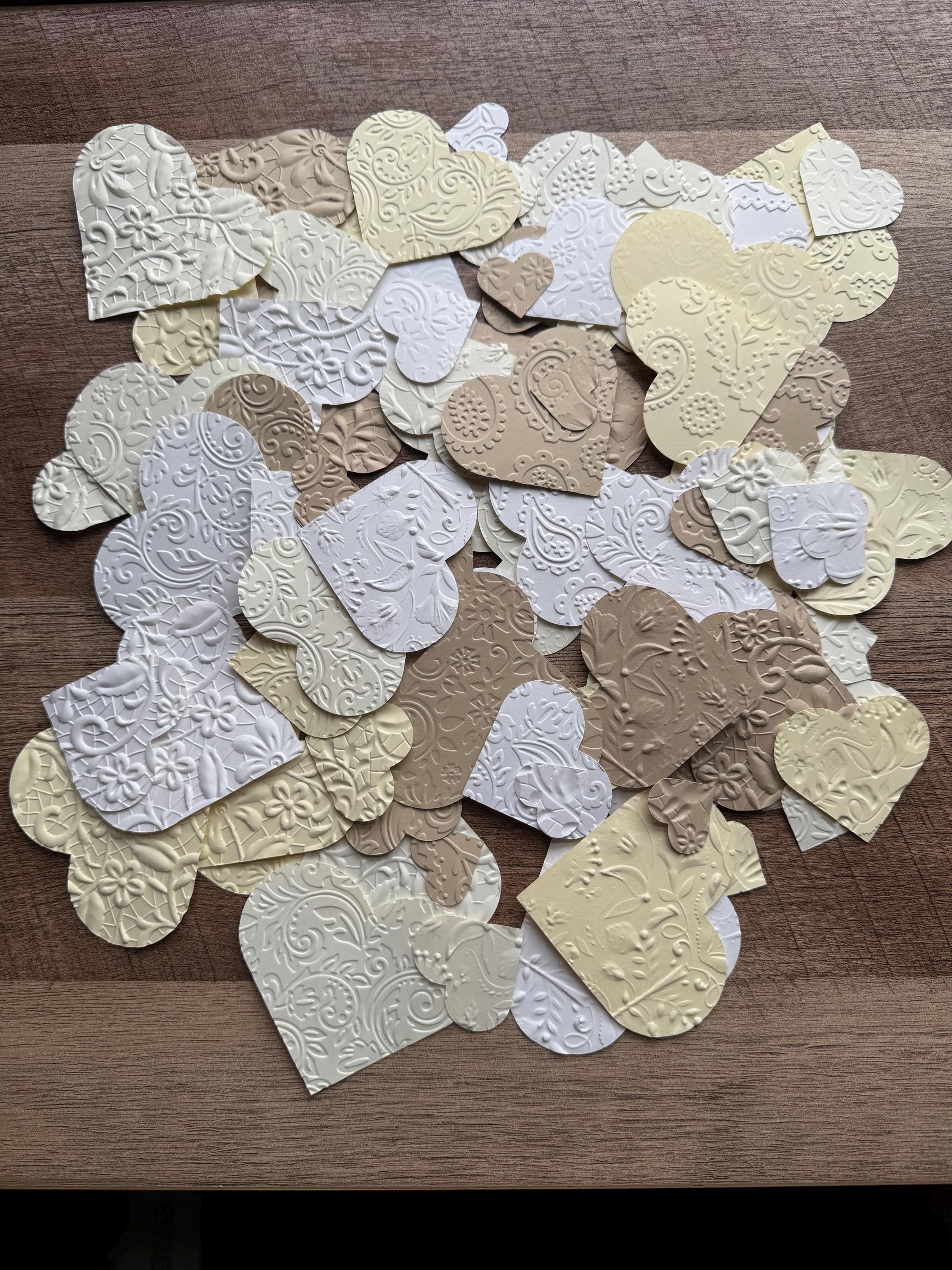 100 Elegant Embossed Die-cut Hearts - Romantic Patterns for Weddings ...