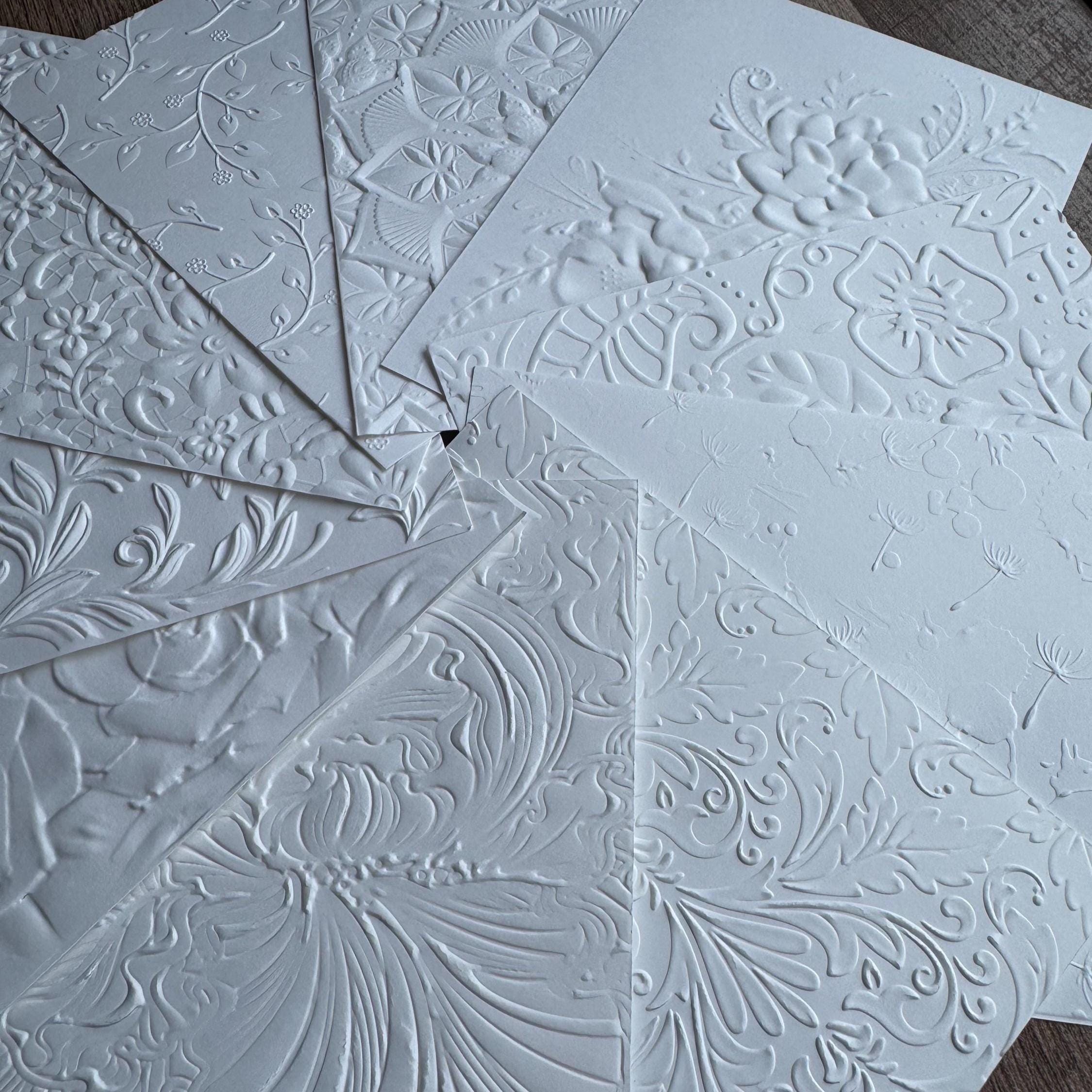 Embossed Floral Cardstock: A2 Wedding Invitation DIY Paper - 10 Designs ...